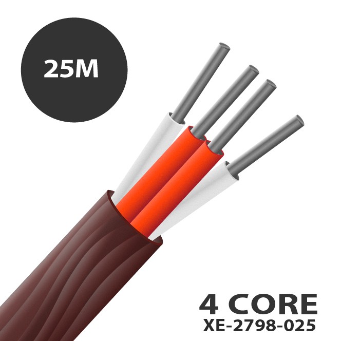 4 Core Silicone Rubber Insulated, Rounded Section, PRT Sensor Cable / Wire